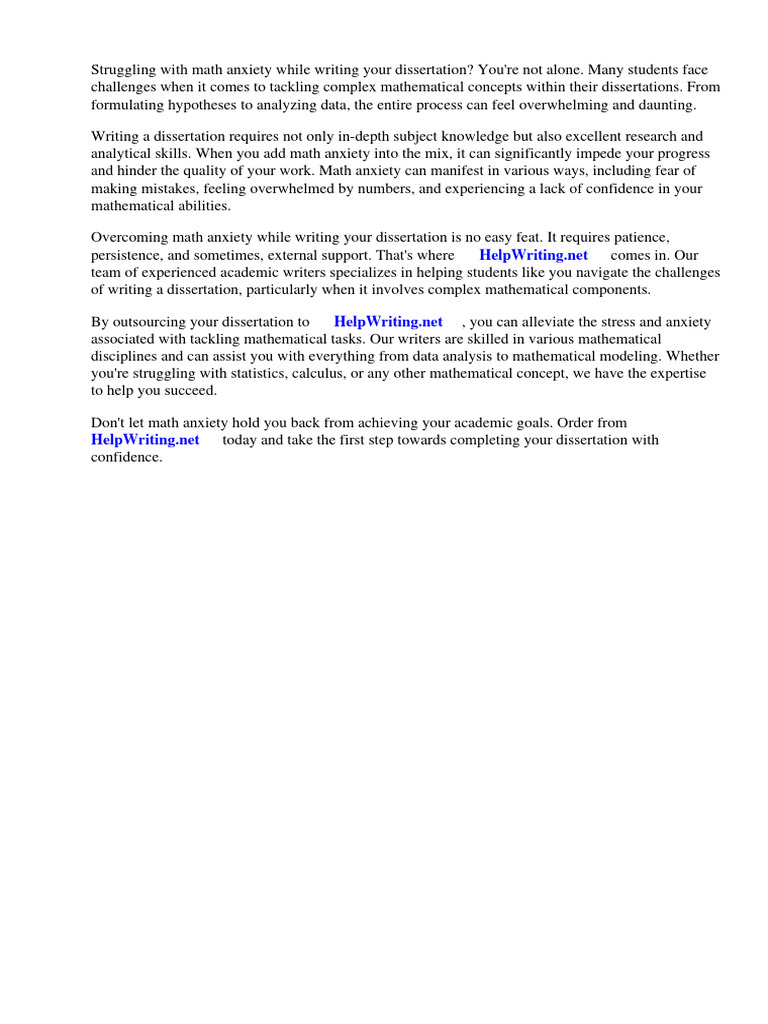 Dissertation Math Anxiety | PDF | Mathematics | Cognition