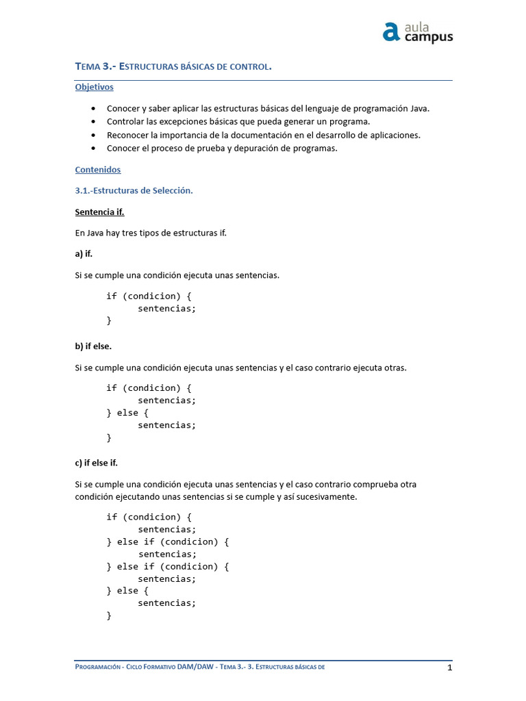 Teoría+Tema+3 +estructuras+básicas+de+control | PDF | Programación de ...