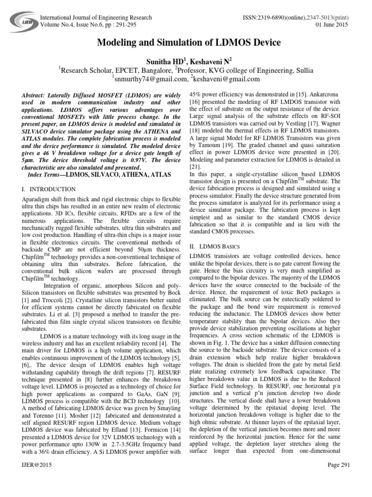 Modeling and Simulation of LDMOS Device | PDF | Field Effect Transistor | Transistor
