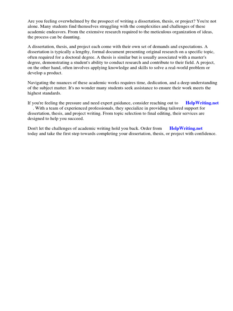 Difference Between Dissertation Thesis And Project Pdf Thesis