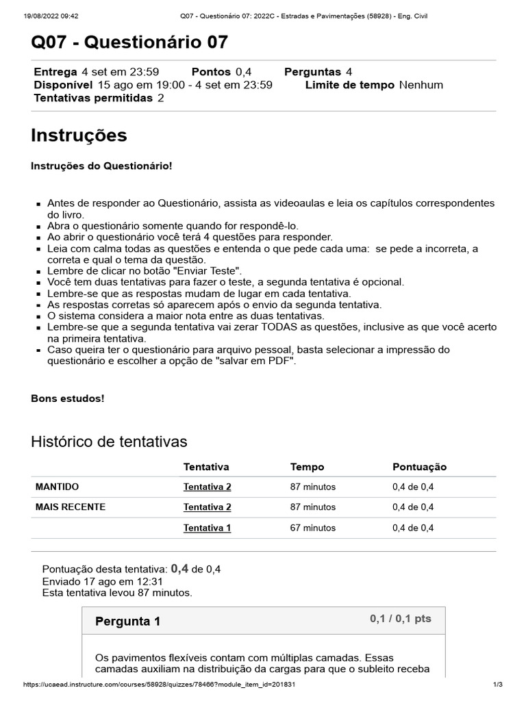 Q07 - Questionário 07 | PDF