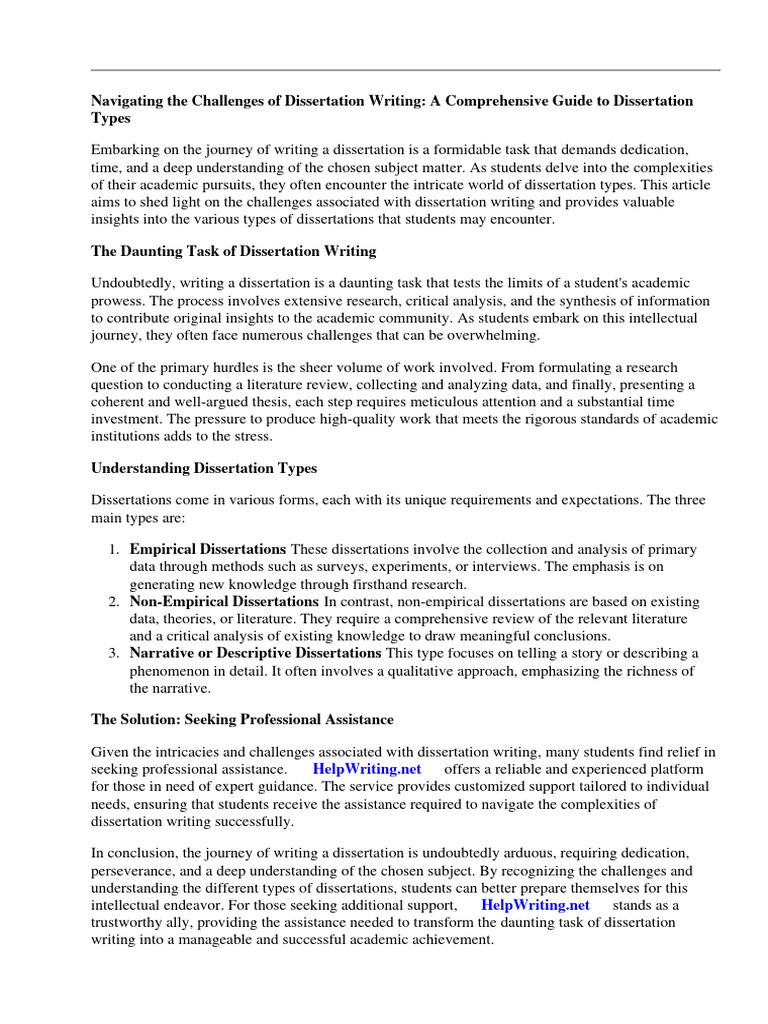 Dissertation Types | PDF | Thesis | Methodology