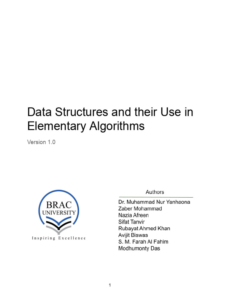 Data Structures And Their Use In Elementary Algorithms Pdf Computer Engineering Algorithms