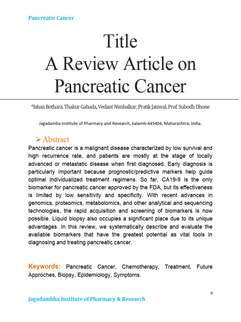Pancreatic Cancer Review Article | Download Free PDF | Pancreatic ...
