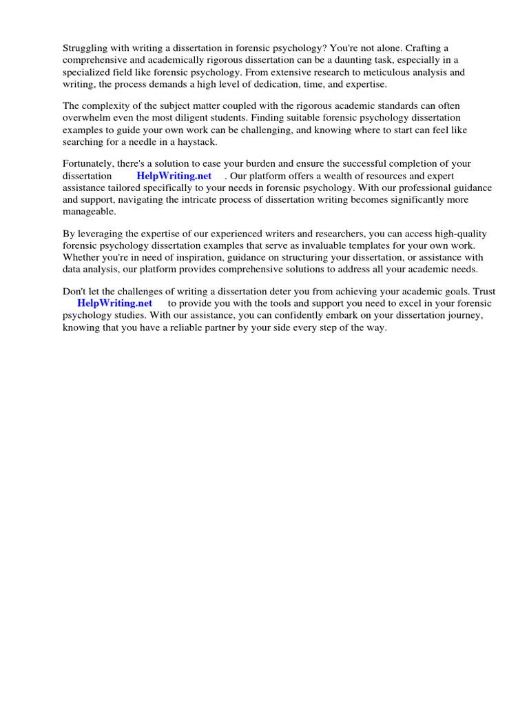 Forensic Psychology Dissertation Examples | Download Free PDF ...