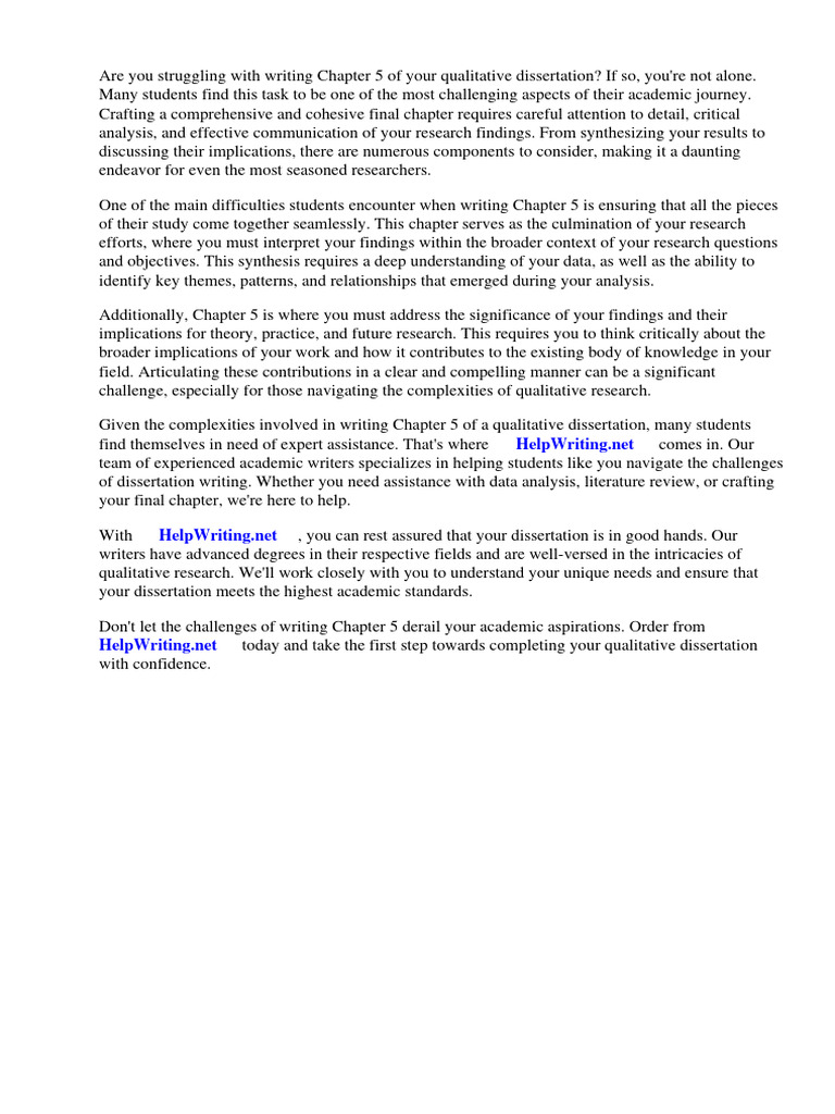 How To Write Chapter 5 of A Qualitative Dissertation | Download Free ...
