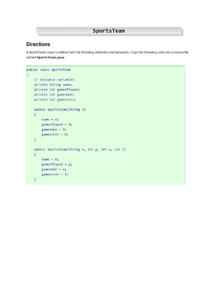 IB Comp Sci SportsTeam | PDF