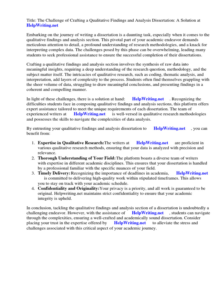 Qualitative Findings and Analysis Dissertation Example | PDF ...
