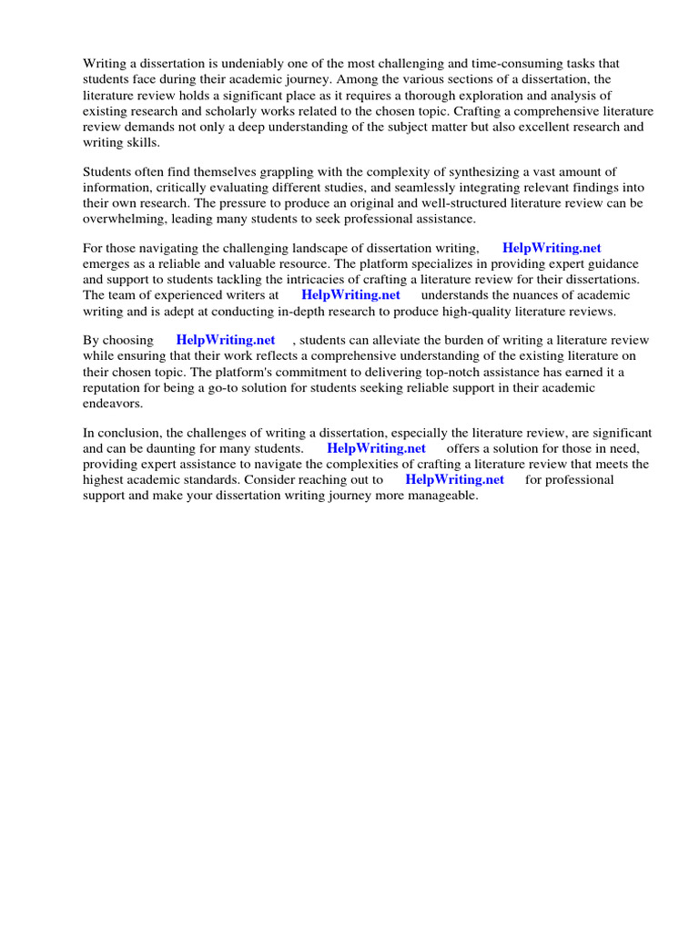 Example of A Literature Review For A Dissertation Uk | PDF | Thesis ...