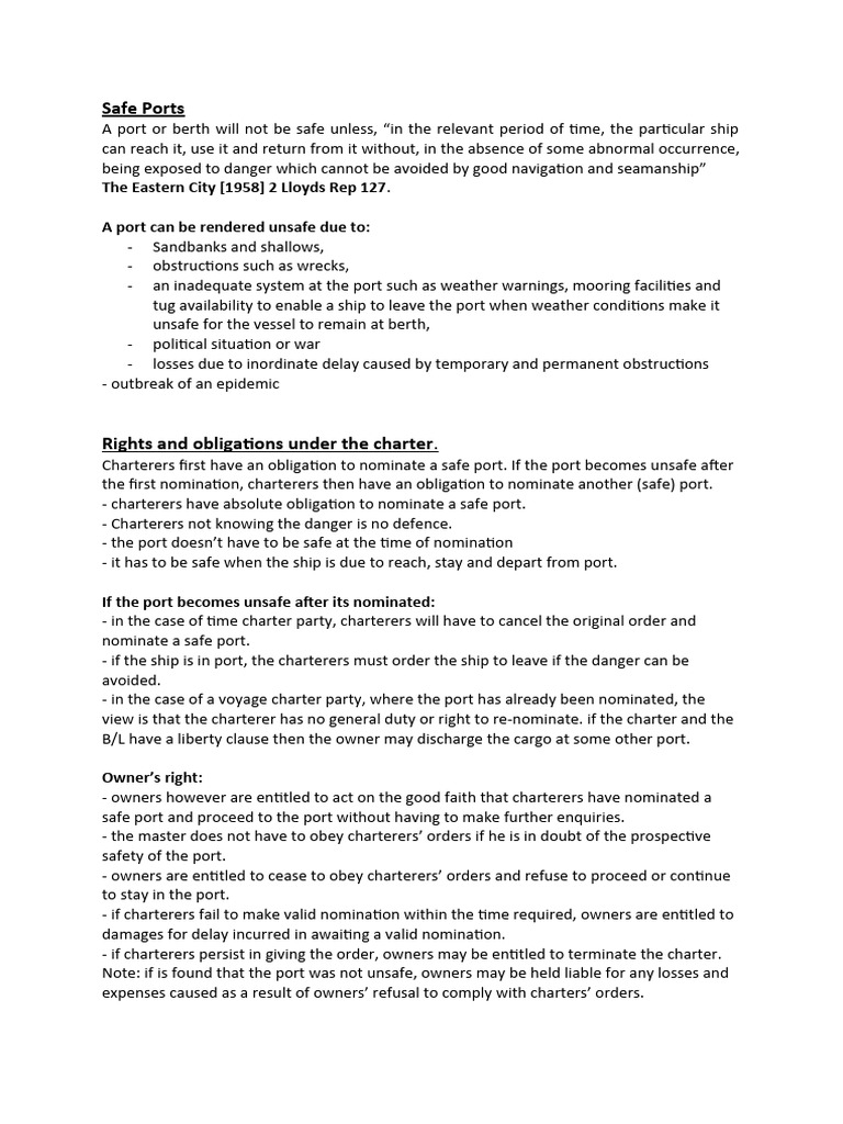 Safe Ports | PDF | Negligence | Damages