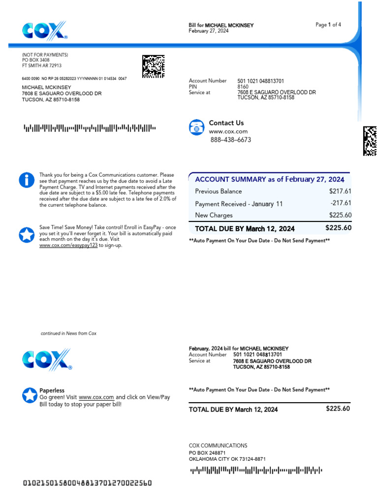 Cox 1 bILLINGSLEY | PDF | Cheque | Fee