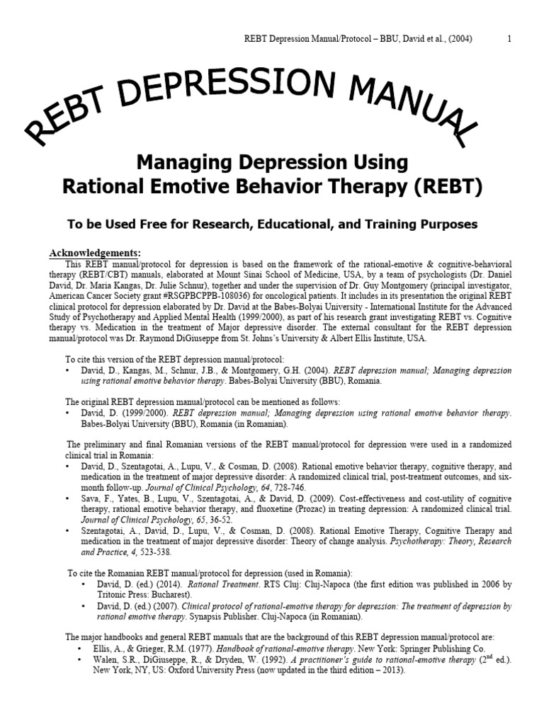 Rebt Depression Manual | PDF | Rational Emotive Behavior Therapy ...