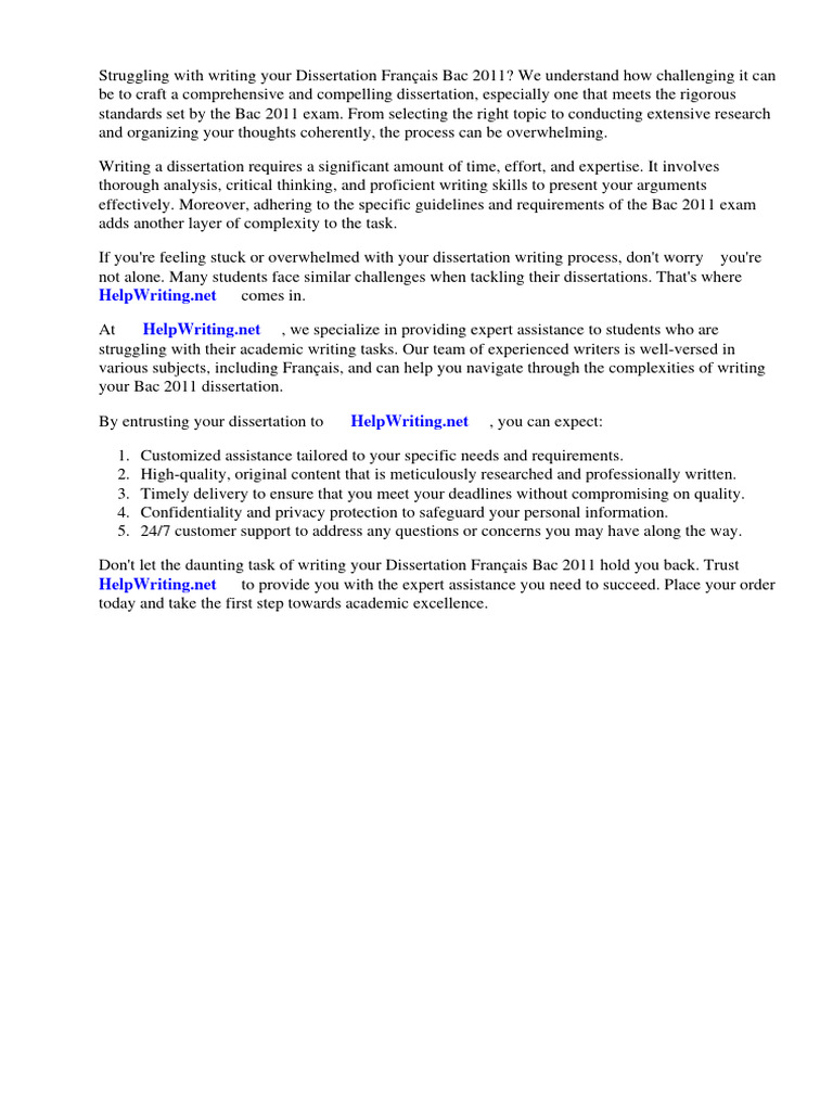 Dissertation Francais Bac 2011 | PDF | Thesis