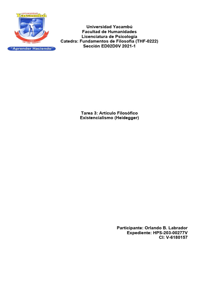 ensayo sobre Heidegger | PDF | Martin Heidegger | Existencialismo ensayo sobre Heidegger | PDF | Martin Heidegger | Existencialismo