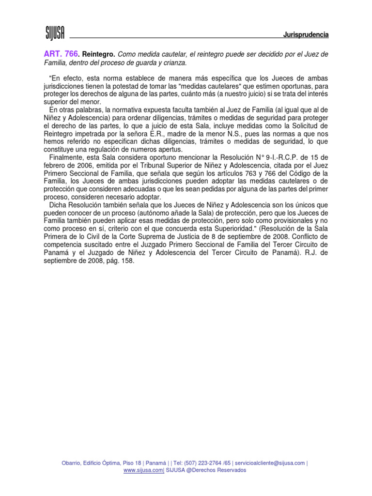 Fam Art 766 Reintegro | PDF