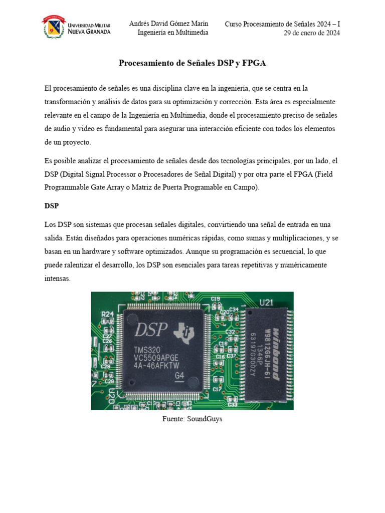 Procesamiento de Señales: DSP vs FPGA | PDF | Arreglos de compuertas ...