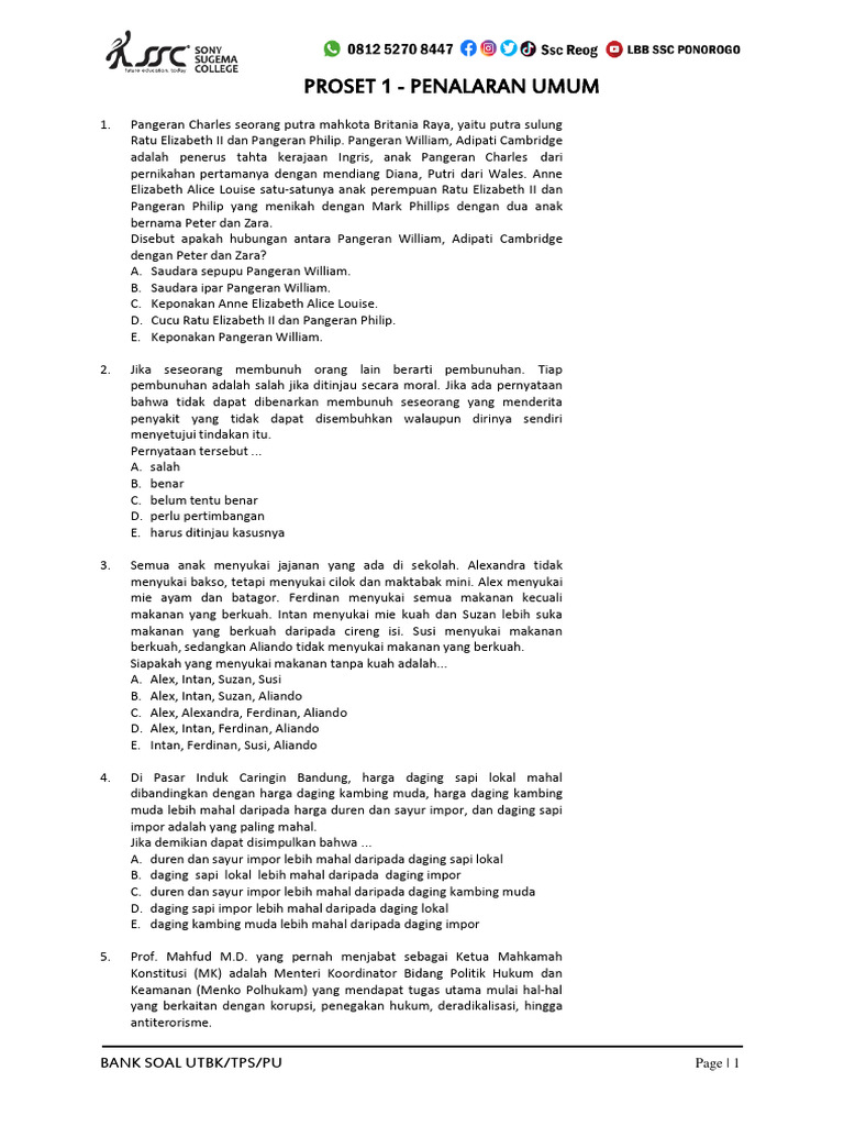 Soal PENALARAN UMUM | PDF