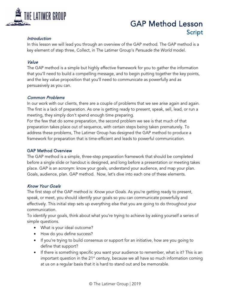 GAP Full Script 2019 | PDF | Communication | Information