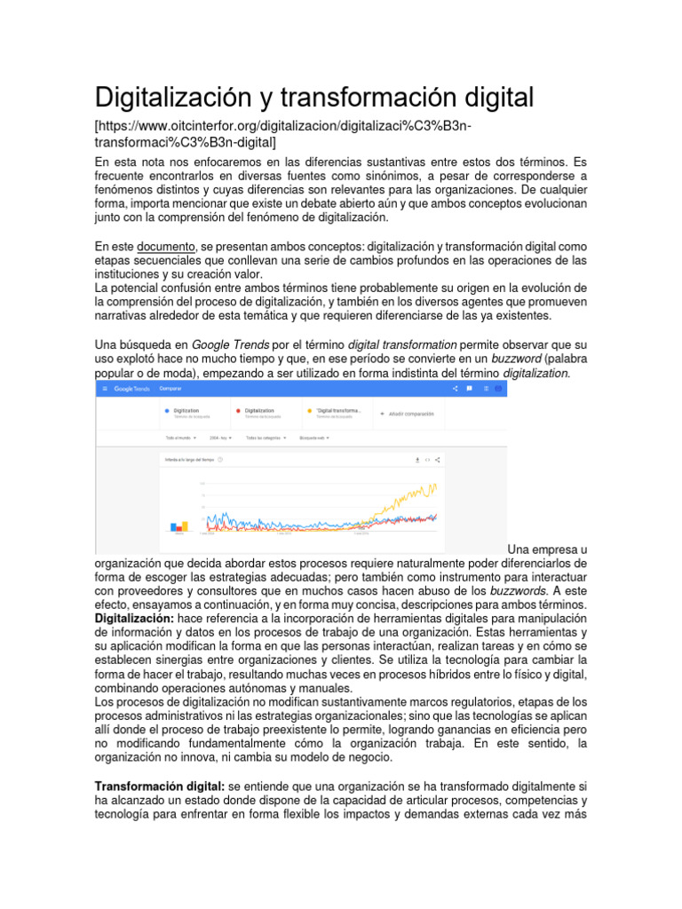Diferencias entre digitalización y transformación | PDF | Business