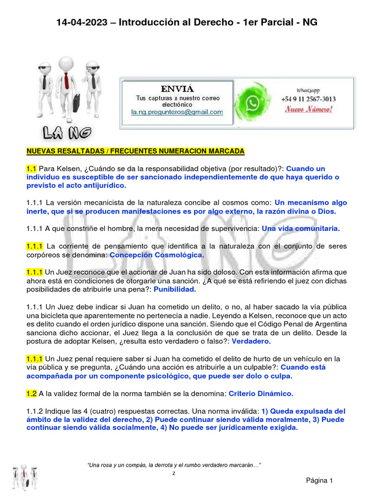 Preguntero - Introducción Al Derecho - 1° Parcial - NG | PDF | Justicia | Crimen y violencia