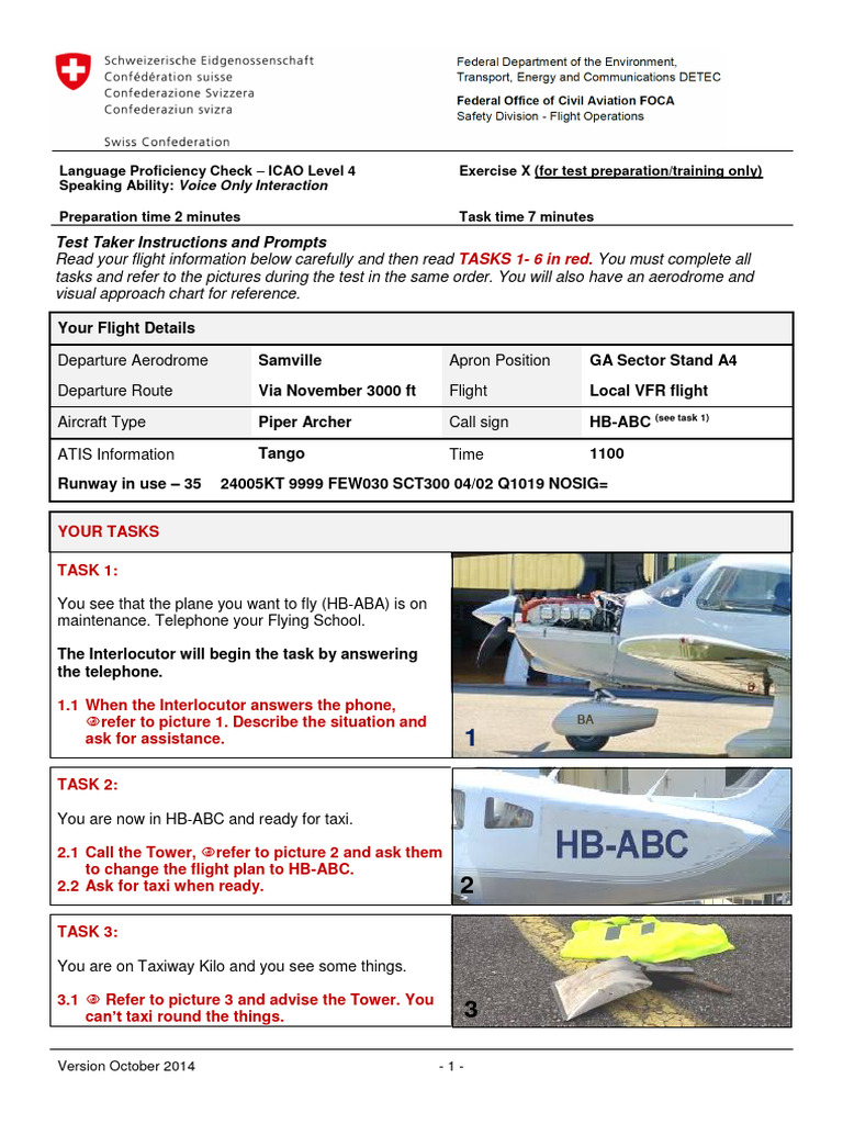 LPC L4 Speaking Ability VOI Code X - TT Task Instructions | PDF | Air ...