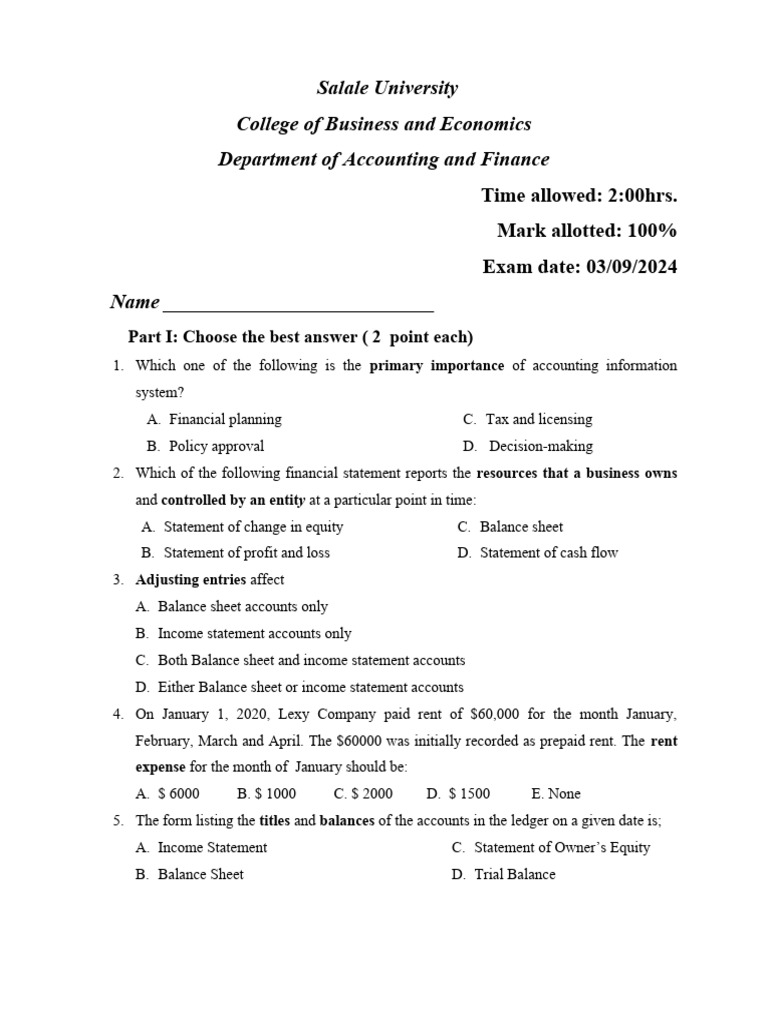 Salale University | PDF | Debits And Credits | Depreciation