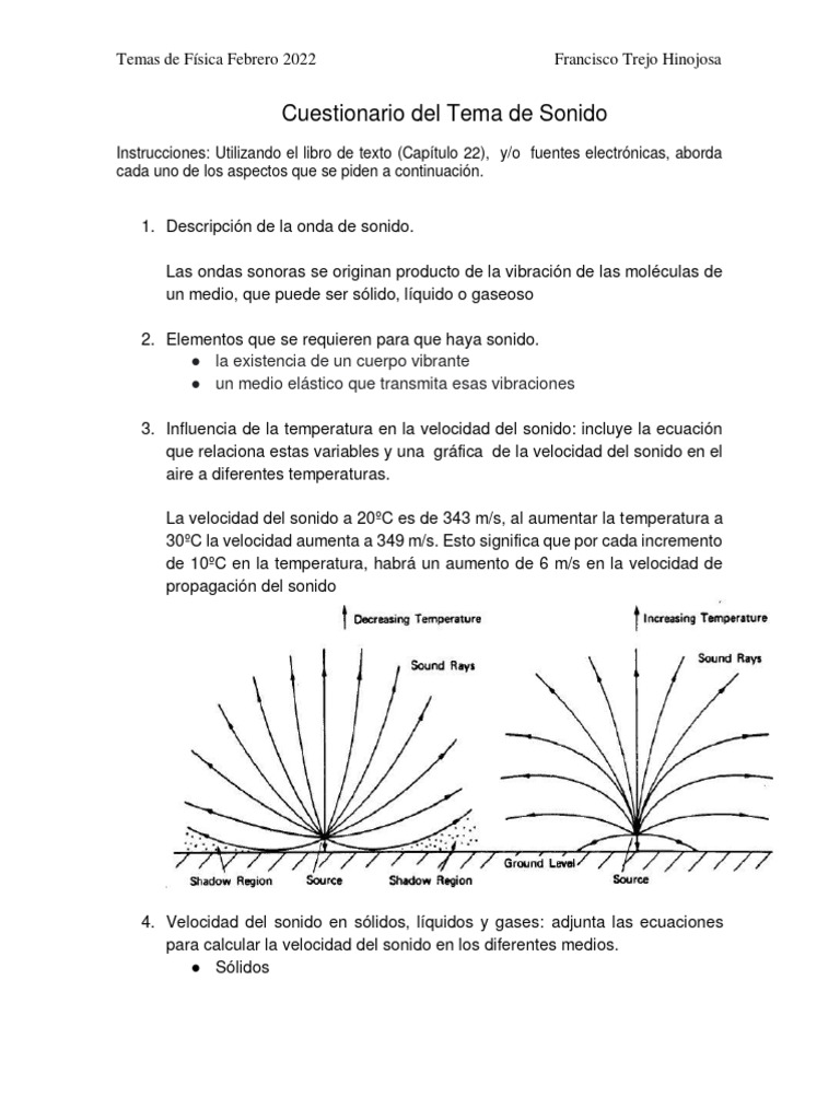 Cuestionario Sonido | PDF | Sonido | Olas