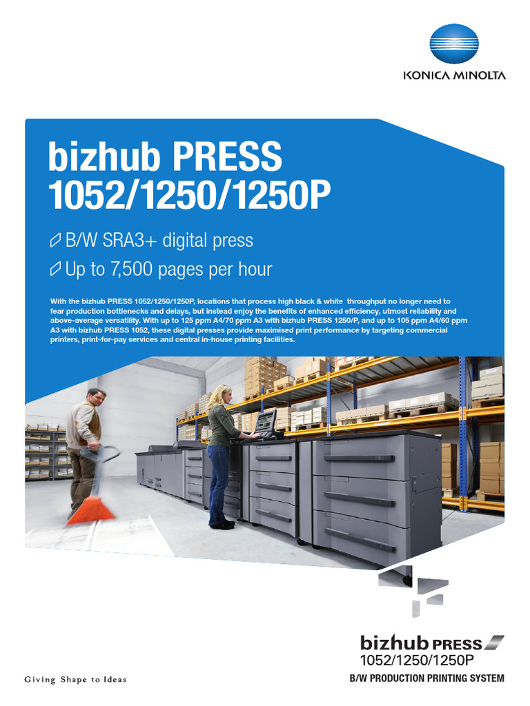 Konica Minolta Bizhub Press 1250 Copier Brochure - 2 | PDF | Paper | Image Scanner