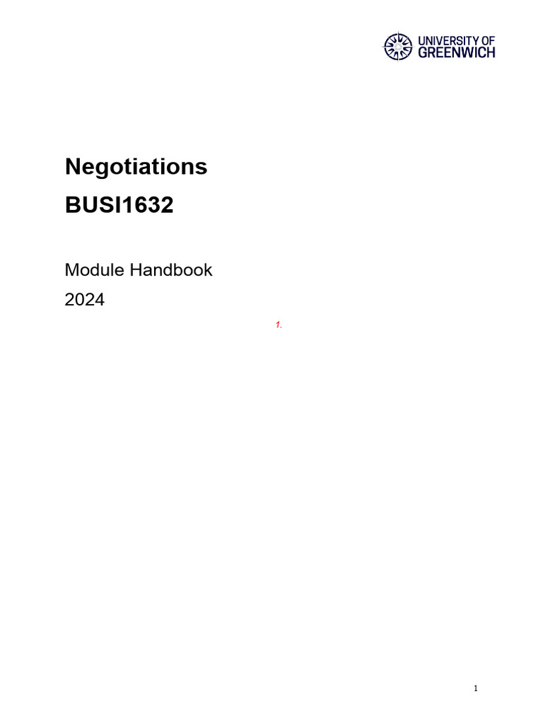 Negotiation Module Handbook 2024 | PDF | Negotiation | Inquiry Based ...
