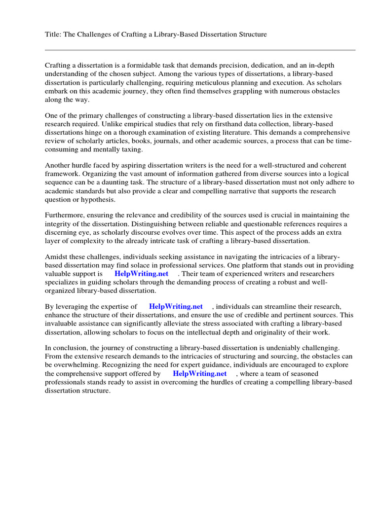 Library Based Dissertation Structure | PDF | Qualitative Research | Data Library Based Dissertation Structure | PDF | Qualitative Research | Data