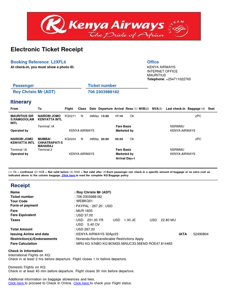 Your Electronic Ticket Receipt | PDF