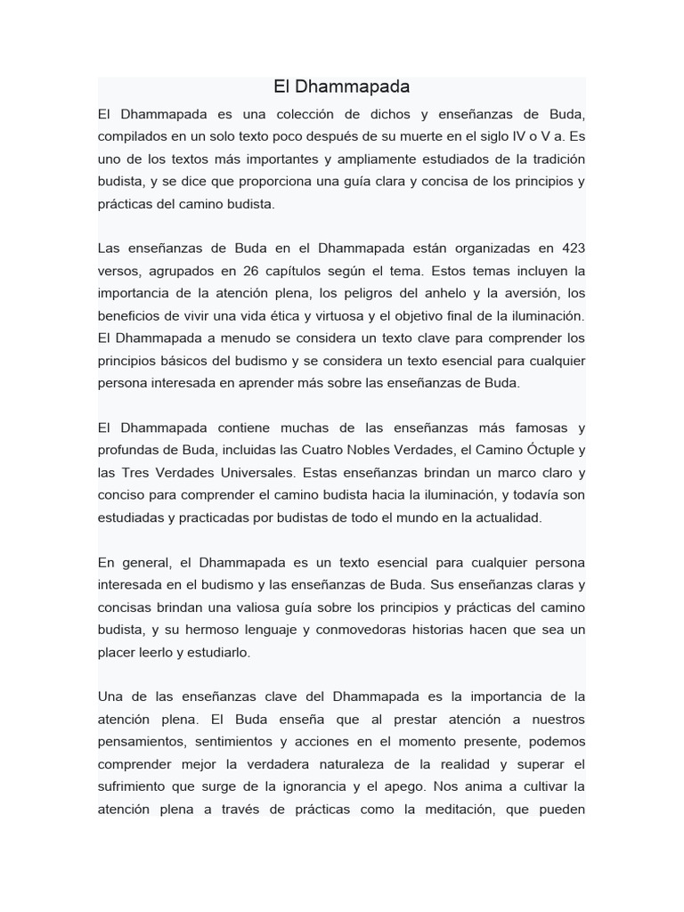 El Dhammapada | PDF | Filosofía budista | Sufrimiento