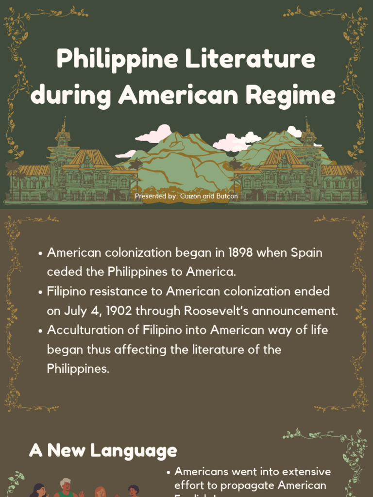 Philippine Literature During American Regime | PDF | Philippines