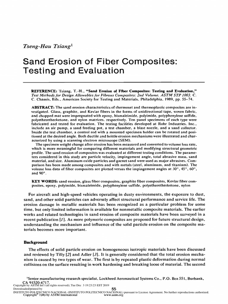 Sand Erosion of Fiber Composites ASTM | PDF | Composite Material | Wear