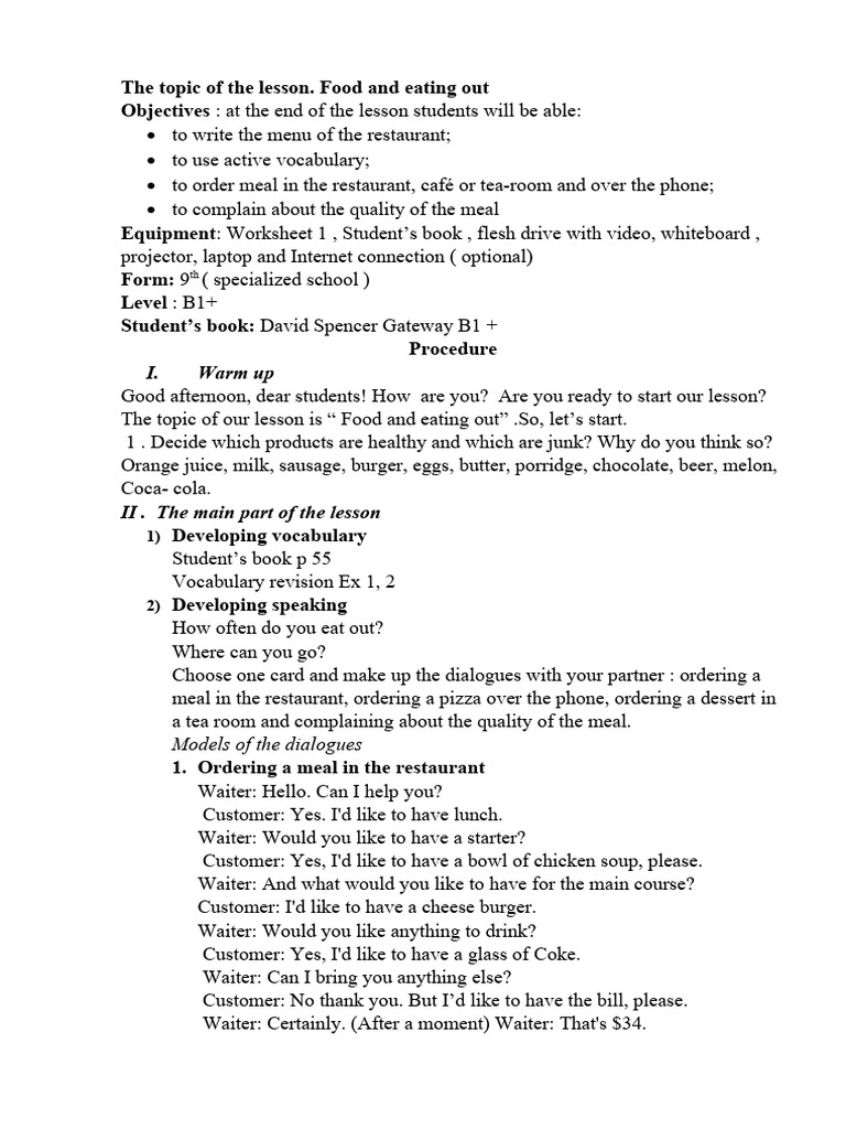 urok_117 | PDF | Restaurants | Salad