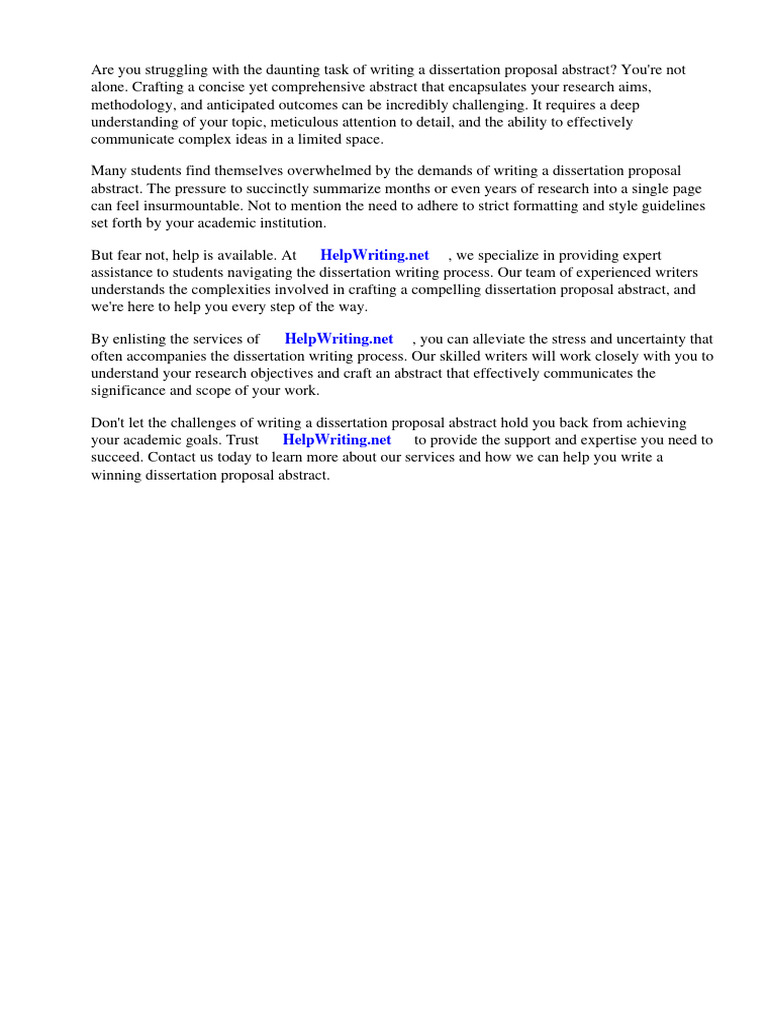 How to Write a Dissertation Proposal Abstract | PDF | Thesis | Abstract ...