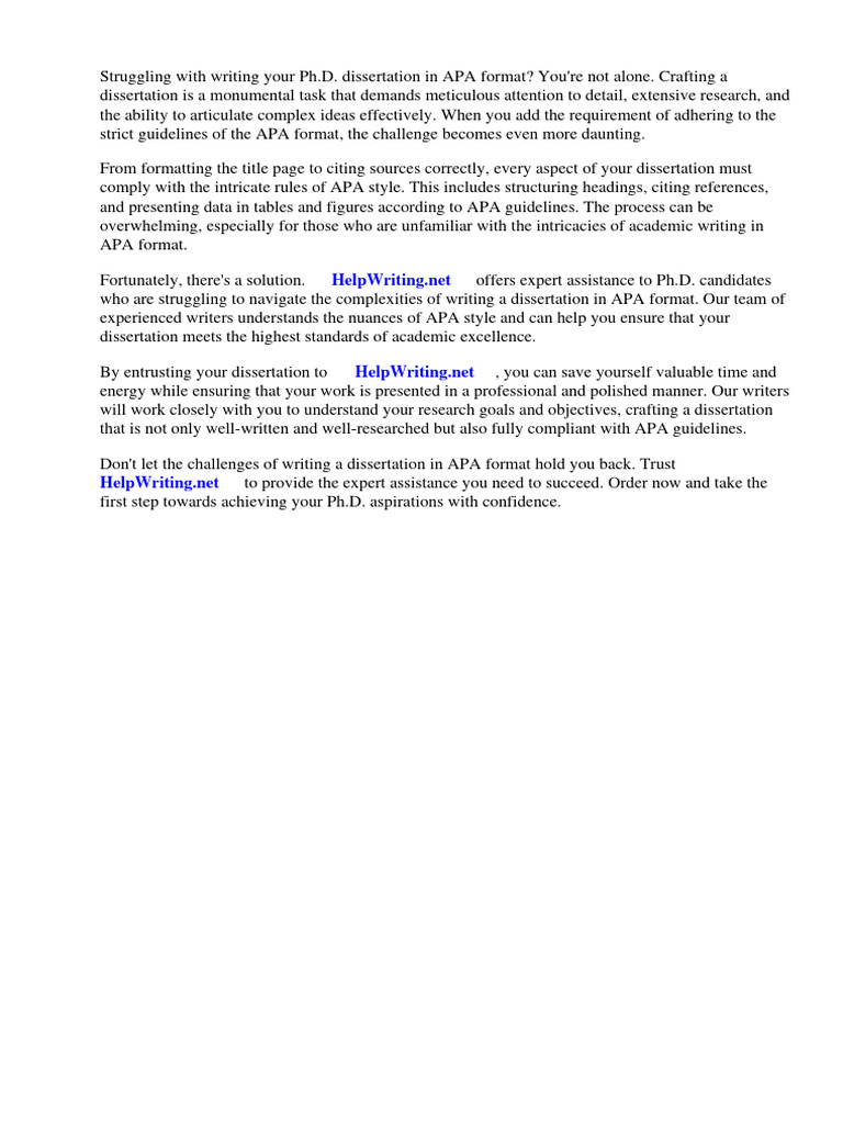 Phd Dissertation Apa Format Download Free Pdf Citation Thesis
