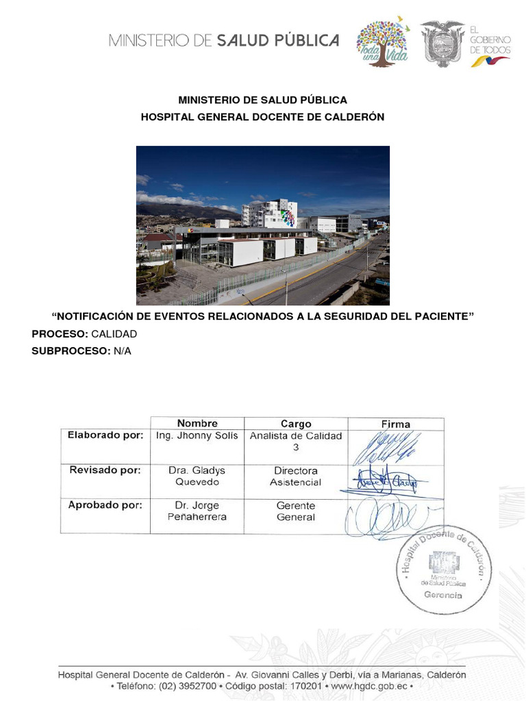Hgdc-Proc-Nersp Notificacion de Eventos Relacionados A La Seguridad Del Paciente | PDF ...