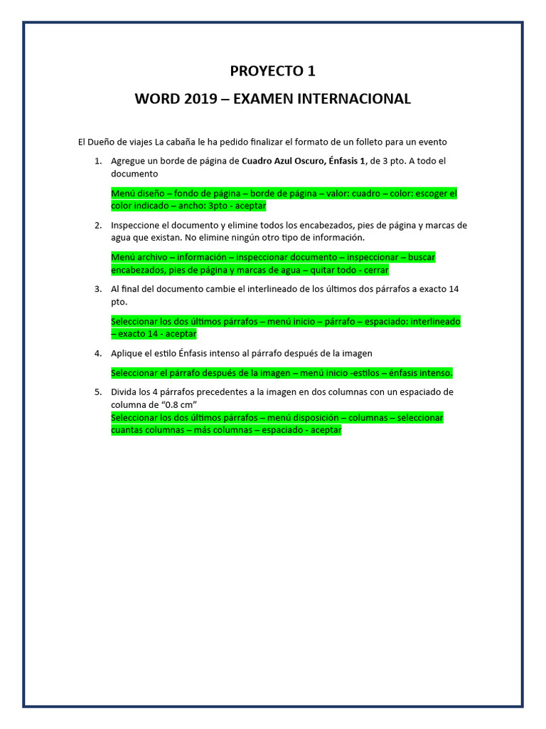PROYECTO 1 WORD 2019-Indicaciones | PDF