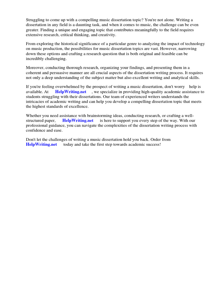Music Dissertation Help for Students | PDF | Thesis | Libraries