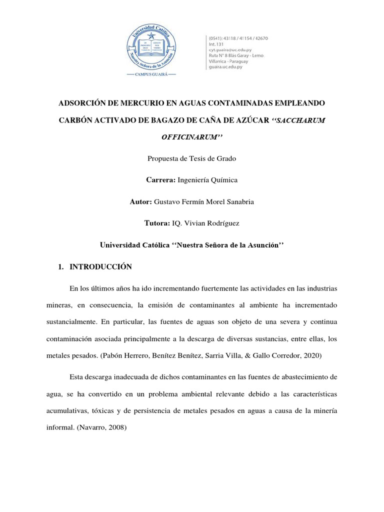 Propuesta de tema Proyecto Final 2S - Gustavo Morel (aprobado) | PDF | Residuos | Caña de azúcar