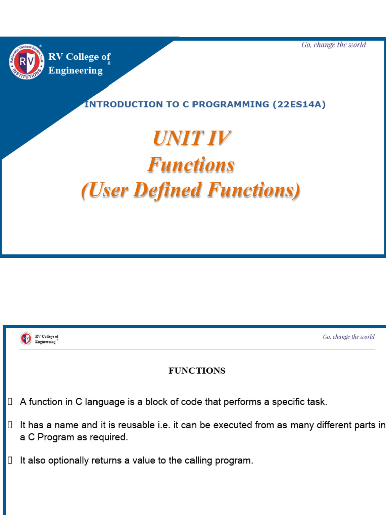 Unit 4 Functions C Prog | PDF | Parameter (Computer Programming) | Computer Programming