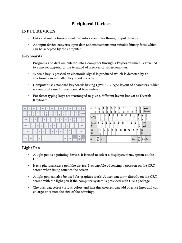 Lecture-11-Peripheral Devices | PDF | Computer Keyboard | Input/Output Lecture-11-Peripheral Devices | PDF | Computer Keyboard | Input/Output