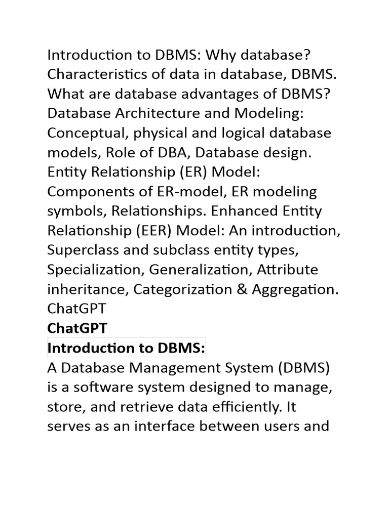 Introduction To DBMS | PDF | Relational Model | Databases Introduction To DBMS | PDF | Relational Model | Databases