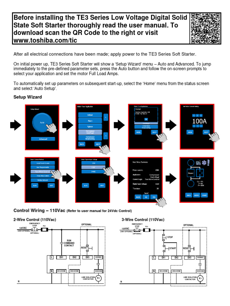 TE3 Series Soft Starter Setup Guide | PDF | Menu (Computing) | Touchscreen