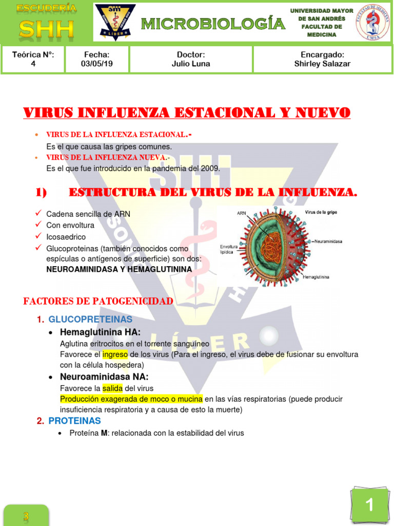 M.3.4. Influenza estacional y nueva 3-5-2019 | PDF | Influenza | Virus ...
