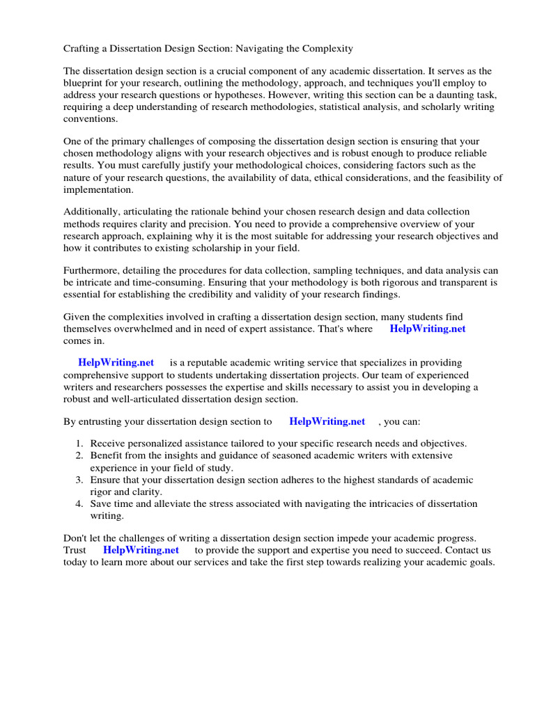Dissertation Design Section | PDF | Methodology | Thesis