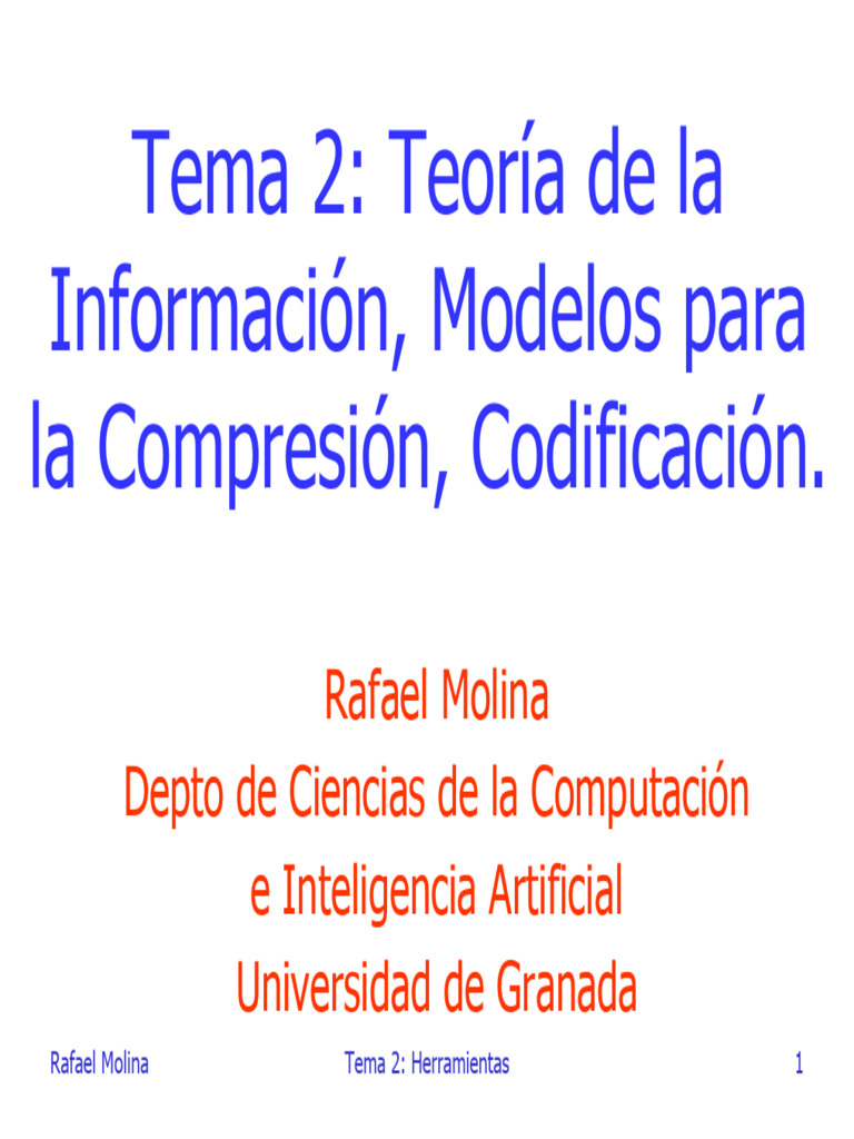 T2 Informacion Modelos Codificacion | PDF | Información | Compresión de ...