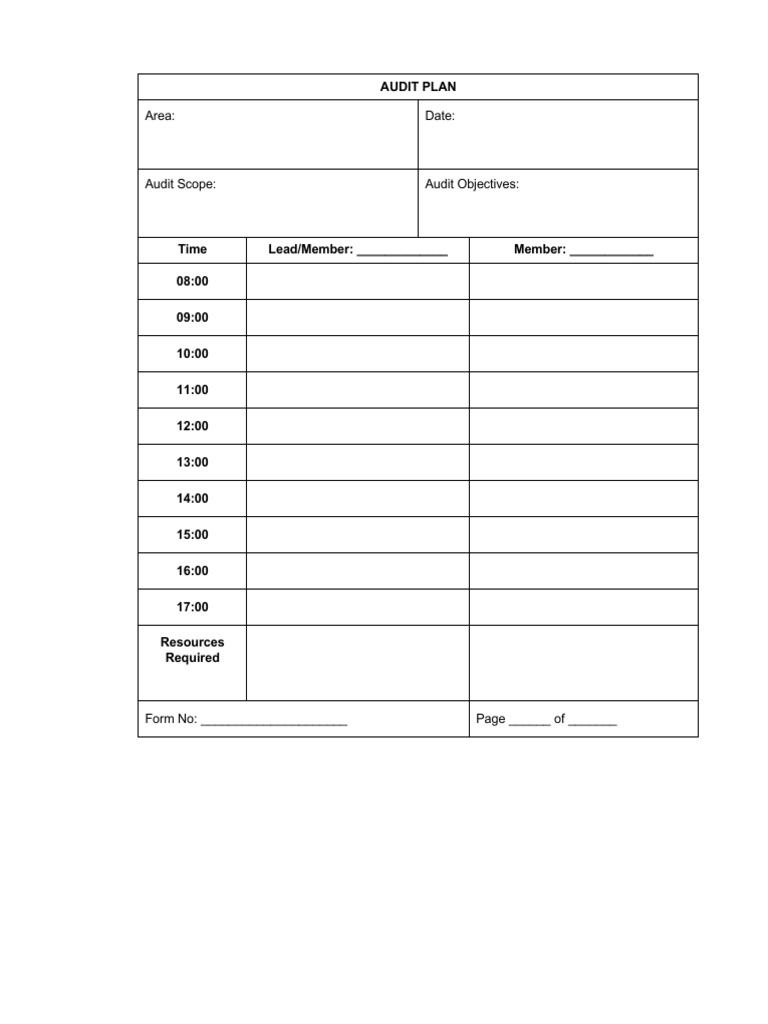 31 Sample Internal Audit Forms Sample 1 | Download Free PDF | Audit ...