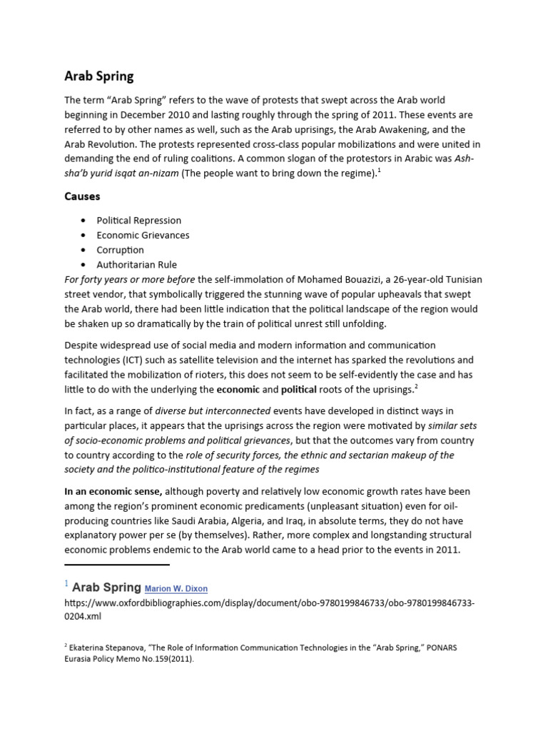 Arab Spring Assignment | Download Free PDF | Arab Spring | Syrian Civil War